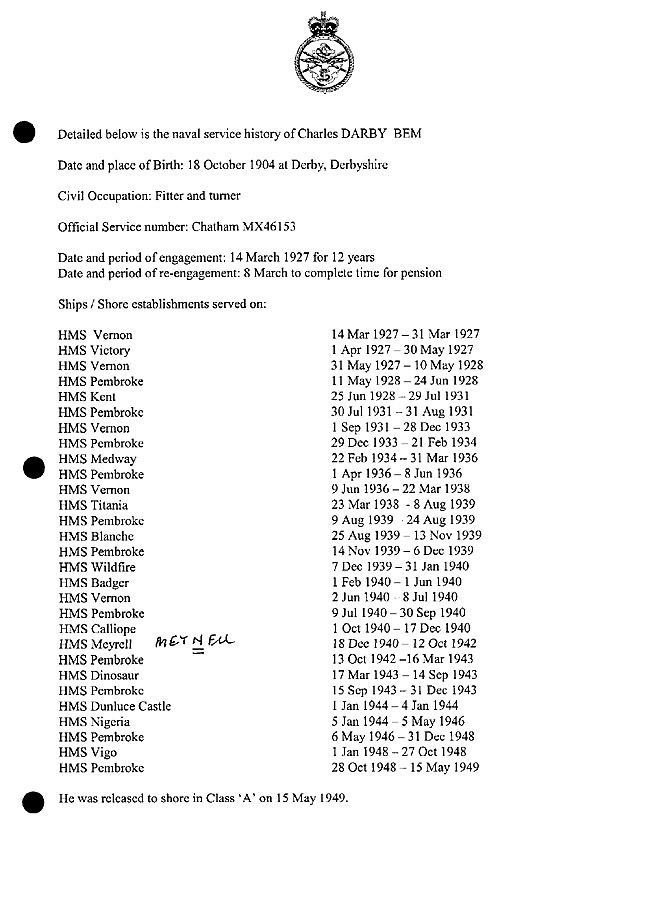 Service Record - Page One